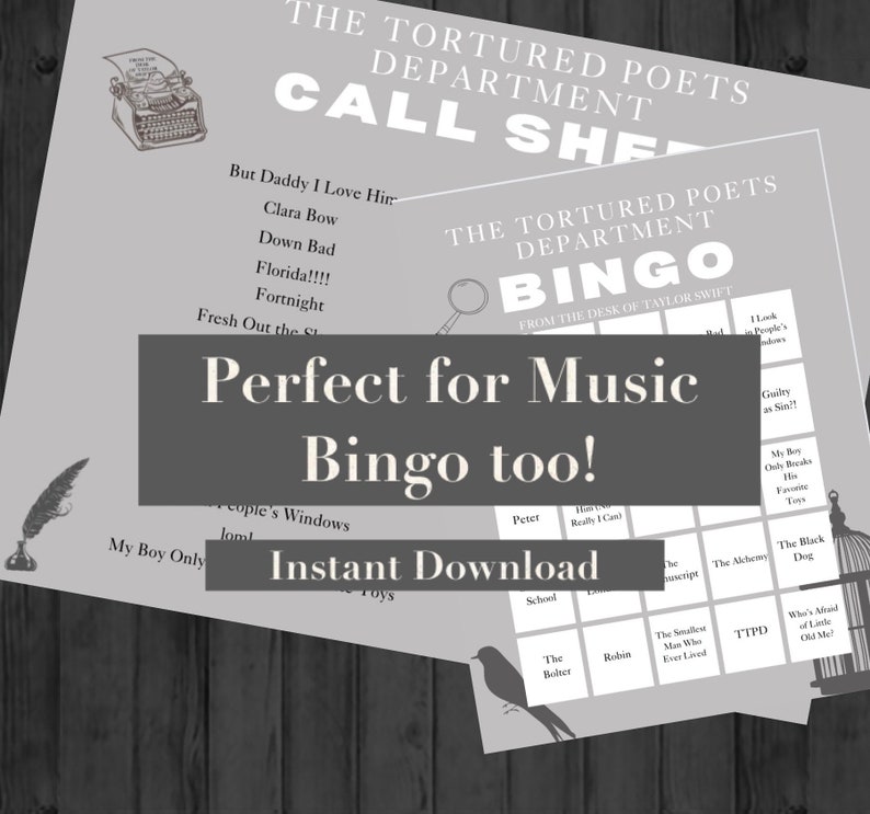 TTPD Bingo, Taylor Swift Tortured Poets Department Bingo Game, Instant ...