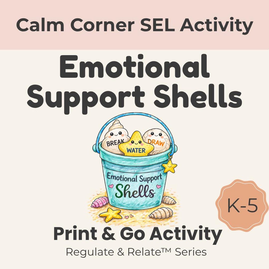 Emotional Support Shells Printable, Calm Corner Activity, SEL Emotional ...