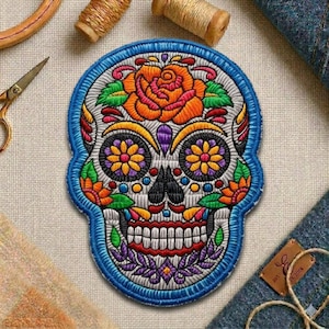 Sugar Skull Calavera Patch – Embroidered Iron-on Sew-on Patch for ...