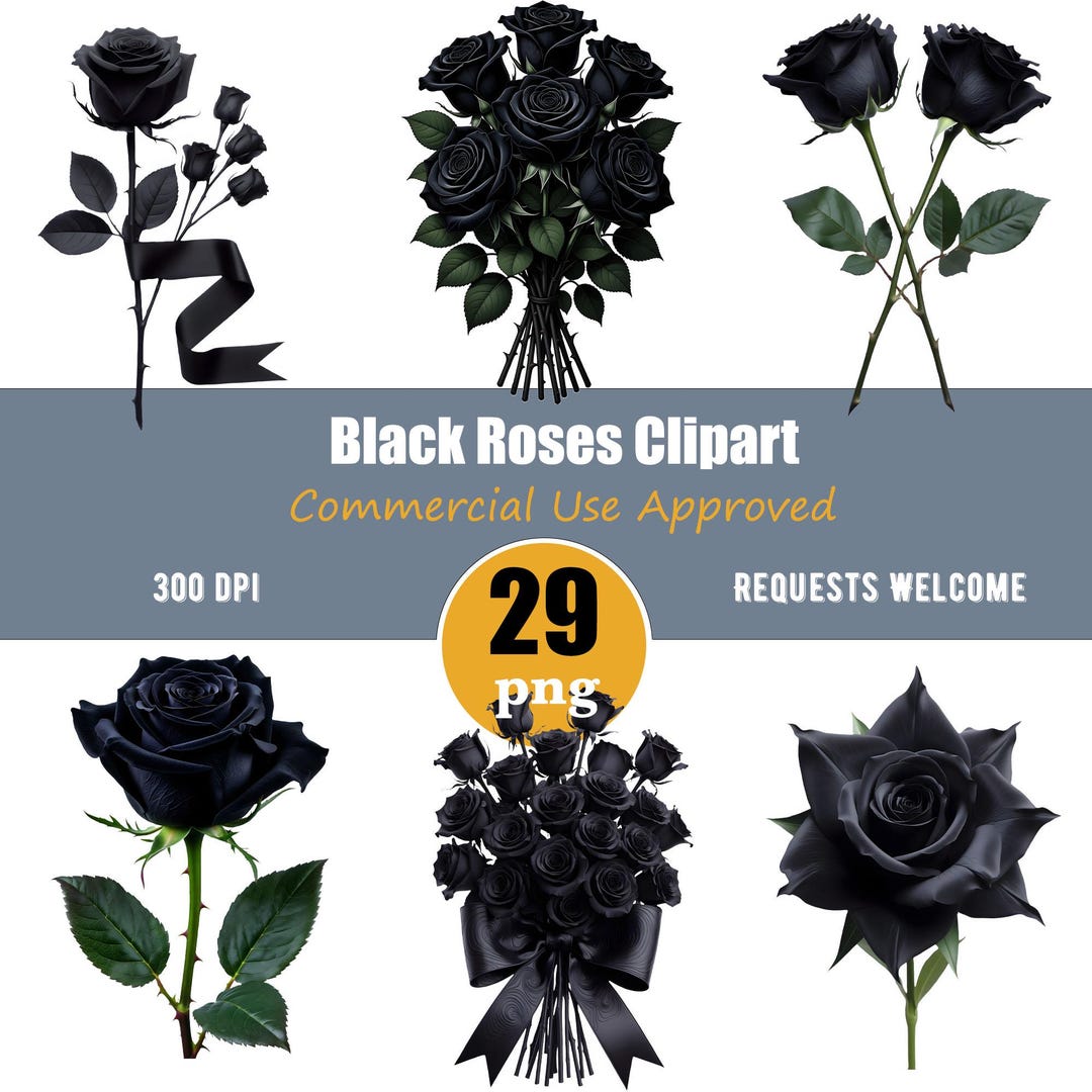 Black Roses Clipart Bundle | 29 PNG Illustrations (commercial Use) - Etsy