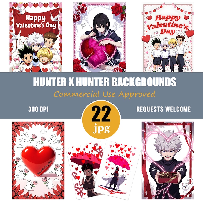 Hunter X Hunter Valentine Background Bundle | 22 JPG Illustrations ...