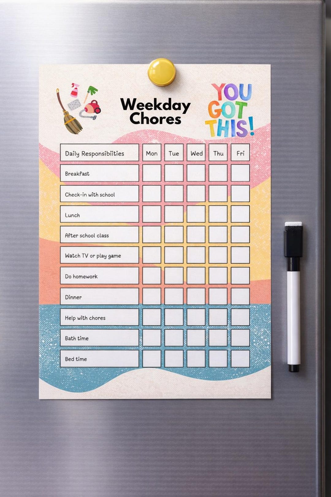 Weekly Chores Chart for Children Digital Download - Etsy