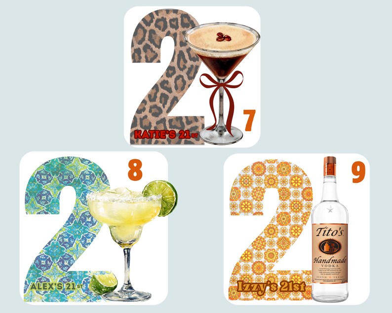 Custom 21st Birthday Sign | Drink Theme Decorations (digital Download ...