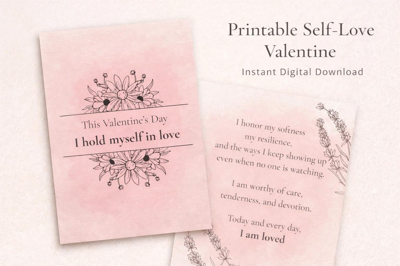 Self Love Valentine Card | Affirmation Print, Gentle Wellness (digital ...
