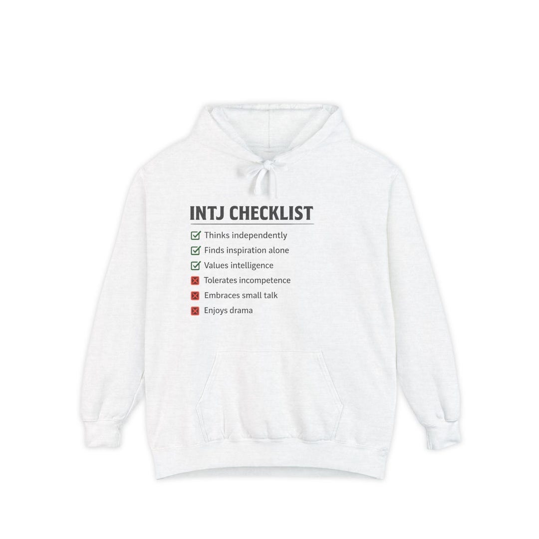 INTJ Checklist Hoodie - Heavy Cotton Blend, Relaxed Fit - Etsy