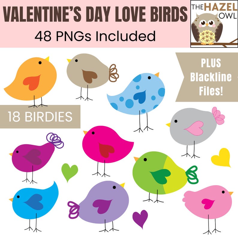 Love Bird Clipart Bundle | Valentine Birds PNG | Classroom Decor ...