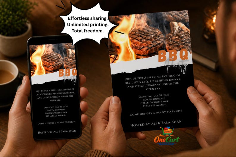 Editable Canva BBQ Party Invitation, Summer Backyard Cookout Invite ...