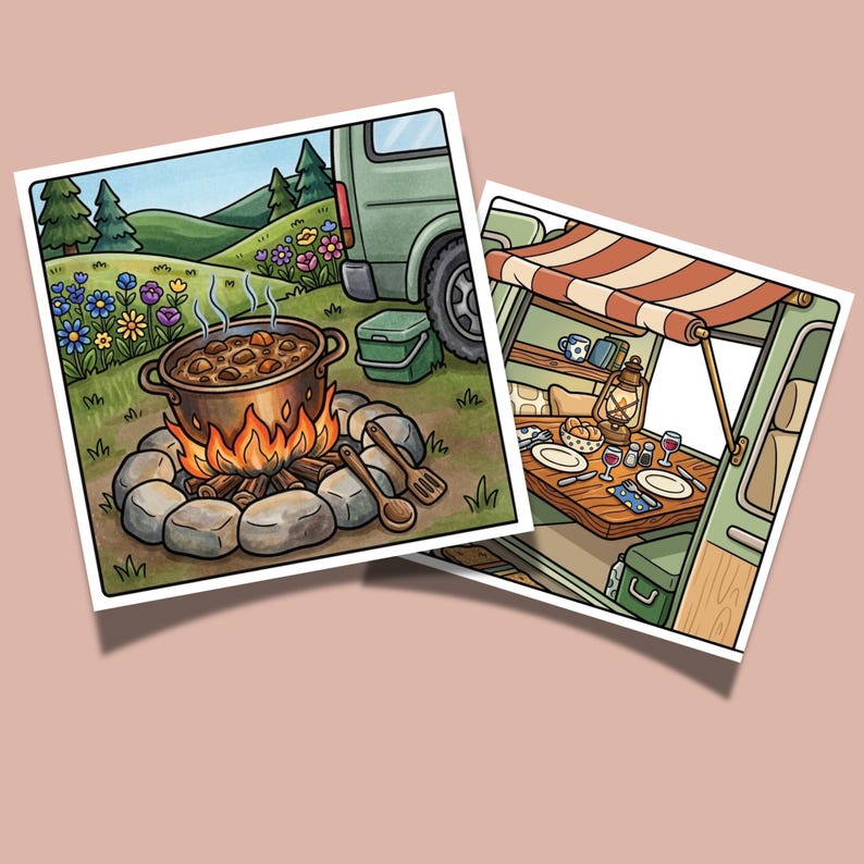 Cozy Spring Camping Coloring Book Nature Scenes Woodland Adventure ...