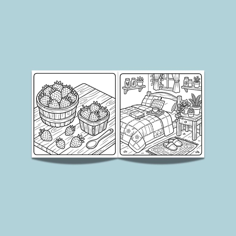 Cozy Cottagecore Coloring Book | Printable Coloring Pages | Cute ...