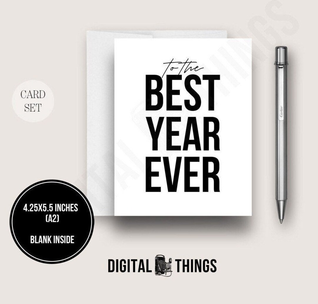 Minimalist New Years Card Set. to the Best Year Ever Happy New Years ...
