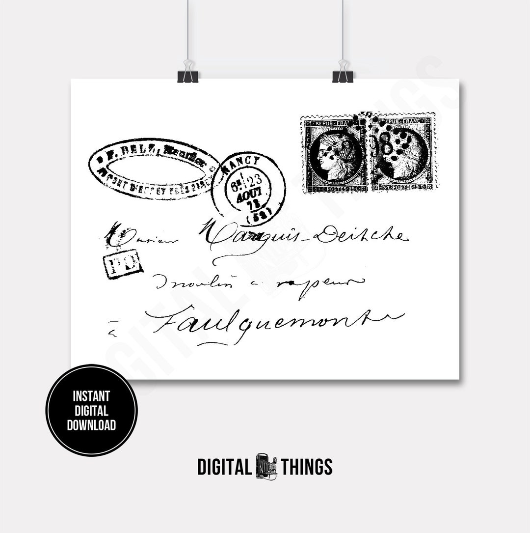 French Stamp French Postcard French Postmark French Decor Printable ...