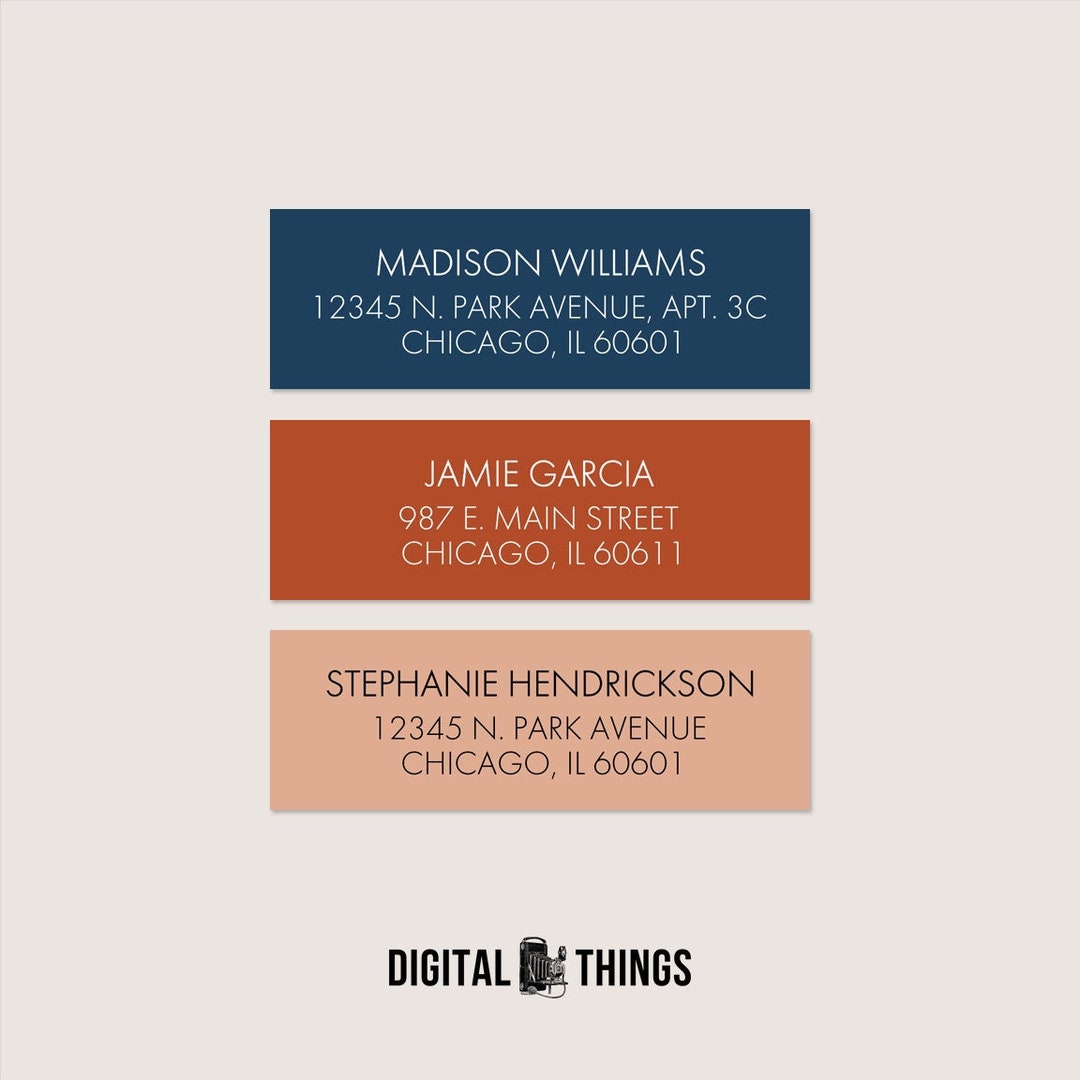 Return Address Label, Personalized Address Labels, Custom Color Address ...