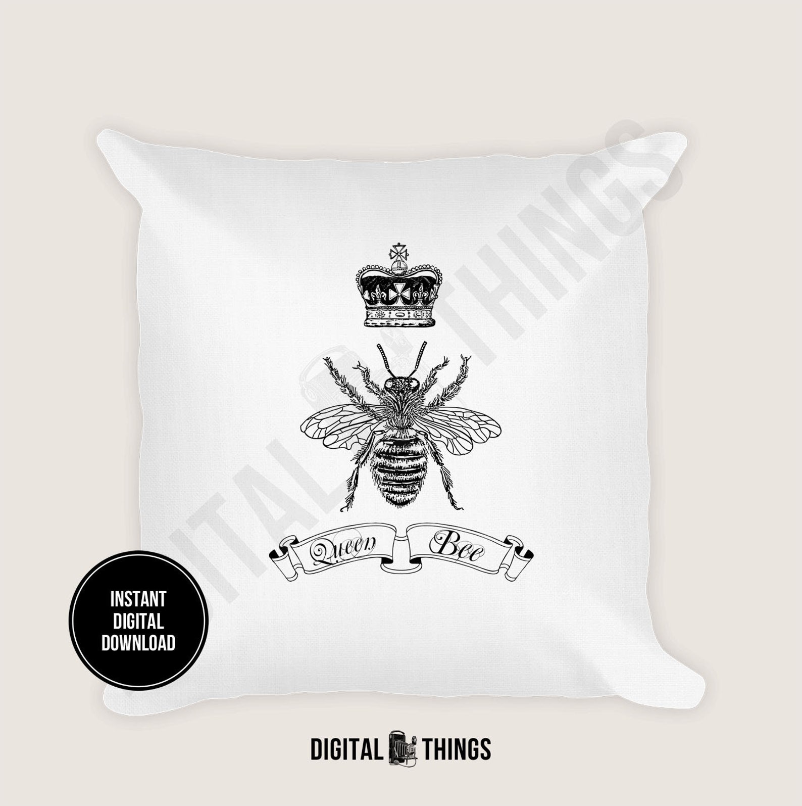 Queen Bee Crown Script Digital Download for Iron on Transfer - Etsy