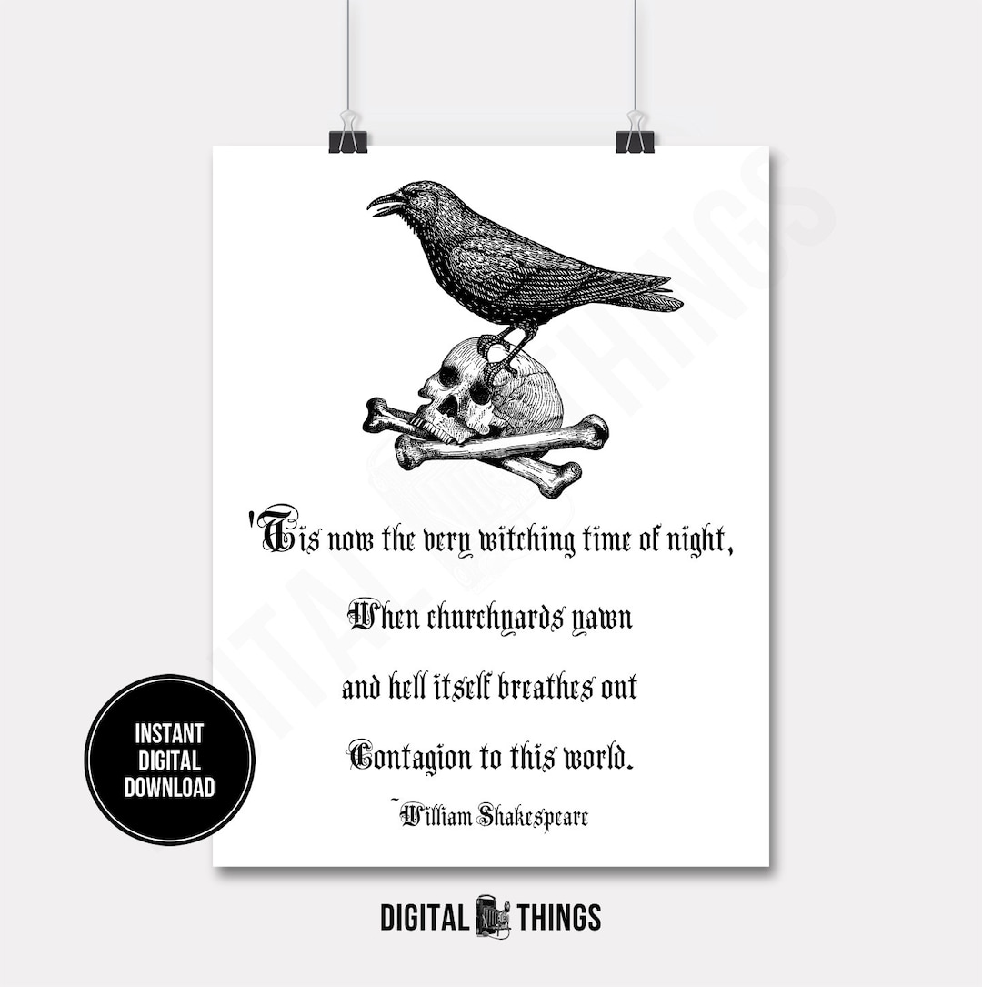 Halloween Skull Raven William Shakespeare Quote Wall Decor Printable ...