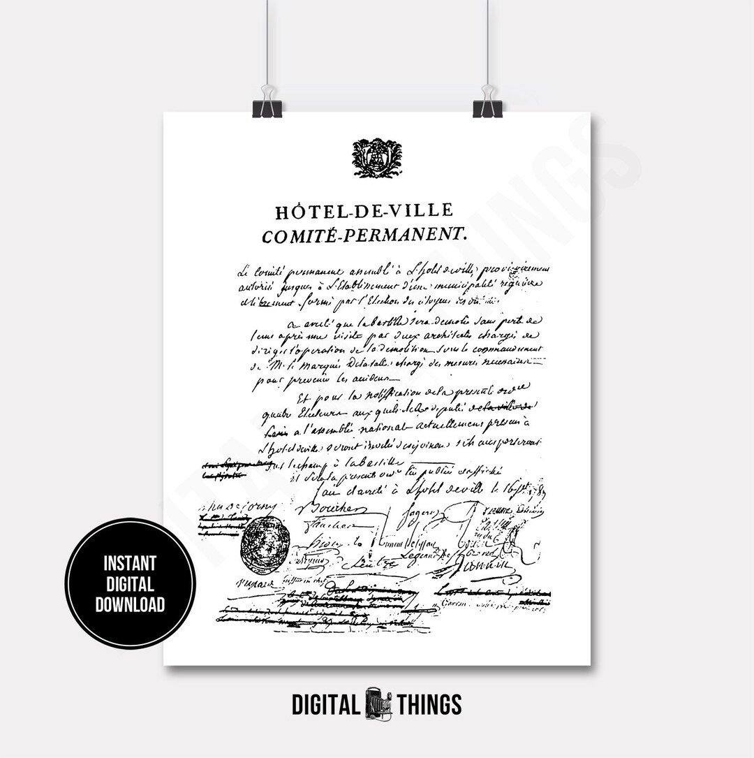 French Letter French Script Calligraphy Paris Wall Decor Art Printable ...