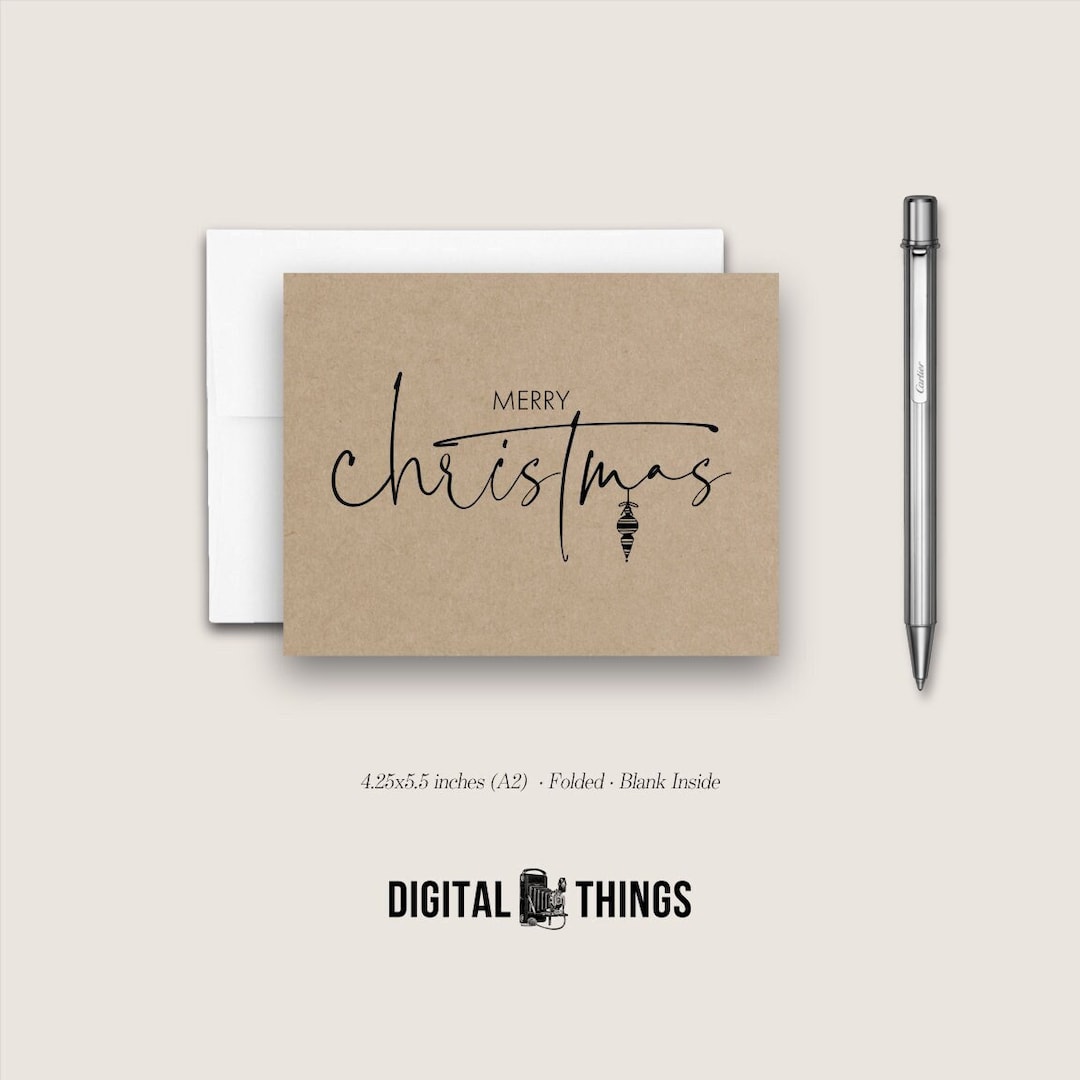 Minimalist Merry Christmas Card Set. Simple Kraft Christmas Card Set ...