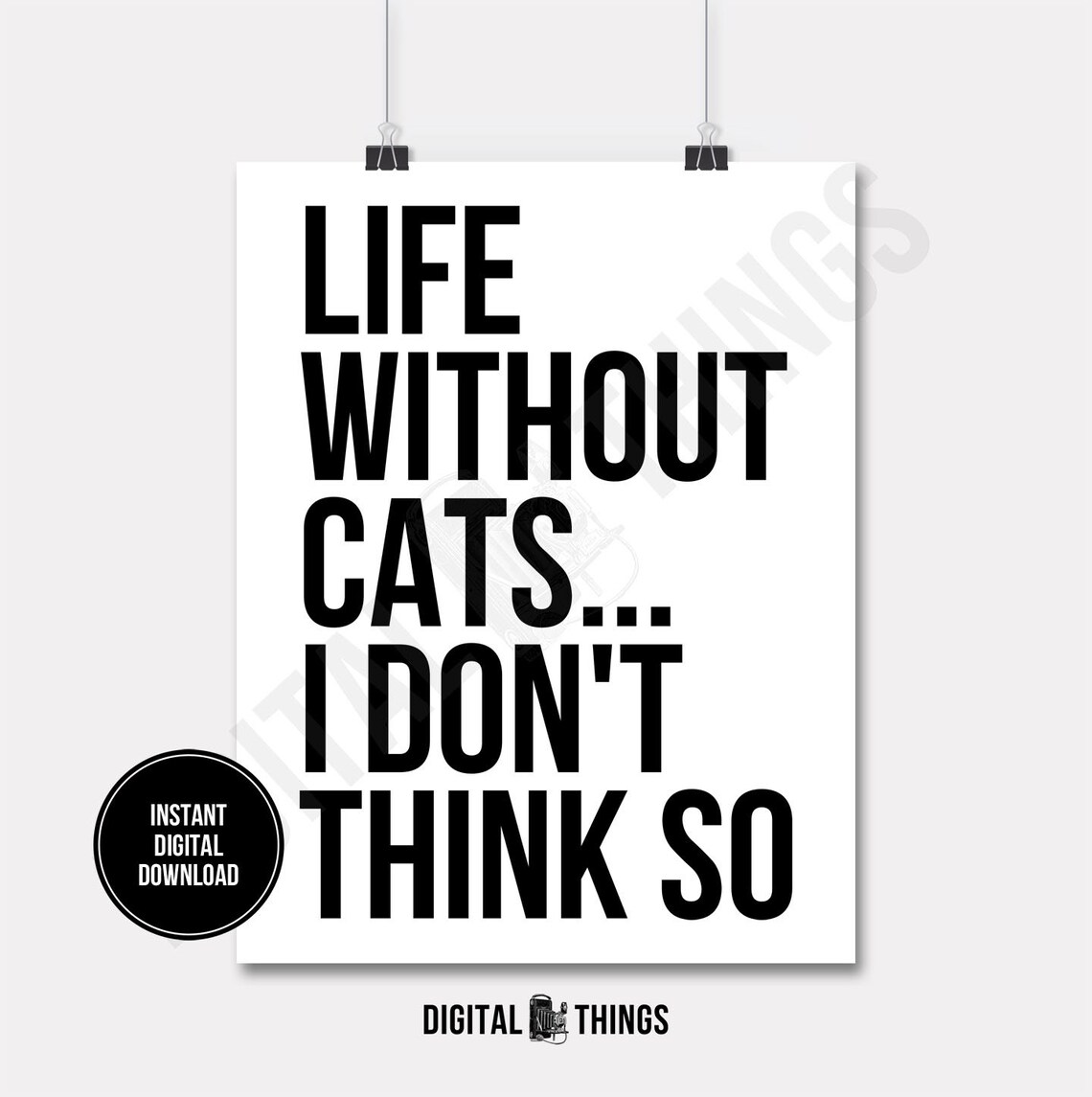 Life Without Cats Cat Art Typography Home Decor Wall Decor - Etsy Canada