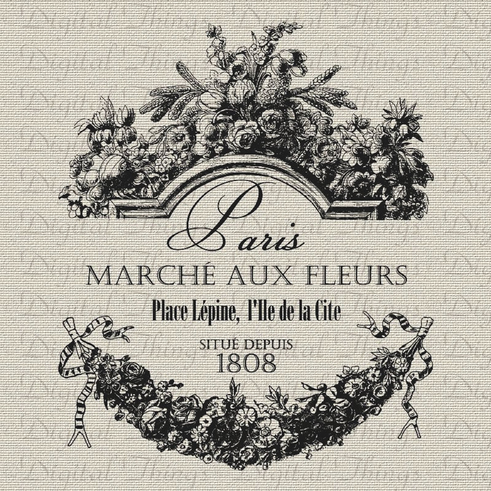 French Paris Flower Market Script Printable (digital Download) DT1086 ...