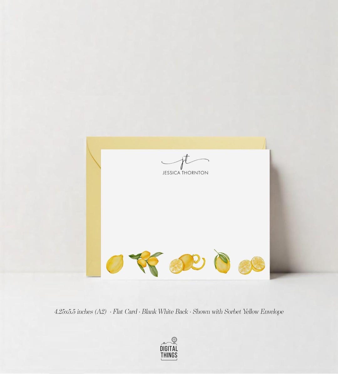 Personalized Lemon Stationery Cards: Fruit Flat Note Card Set DT3062 - Etsy