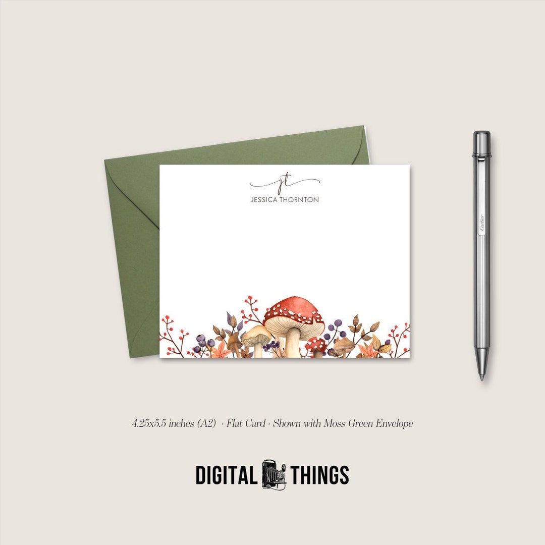 Personalized Mushroom Stationery Cards: Custom Floral Note Card DT3216 ...