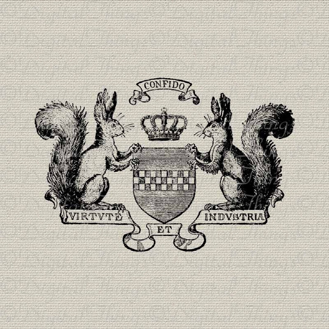 Squirrels Crown Crest Emblem Wall Decor Art Printable Digital - Etsy