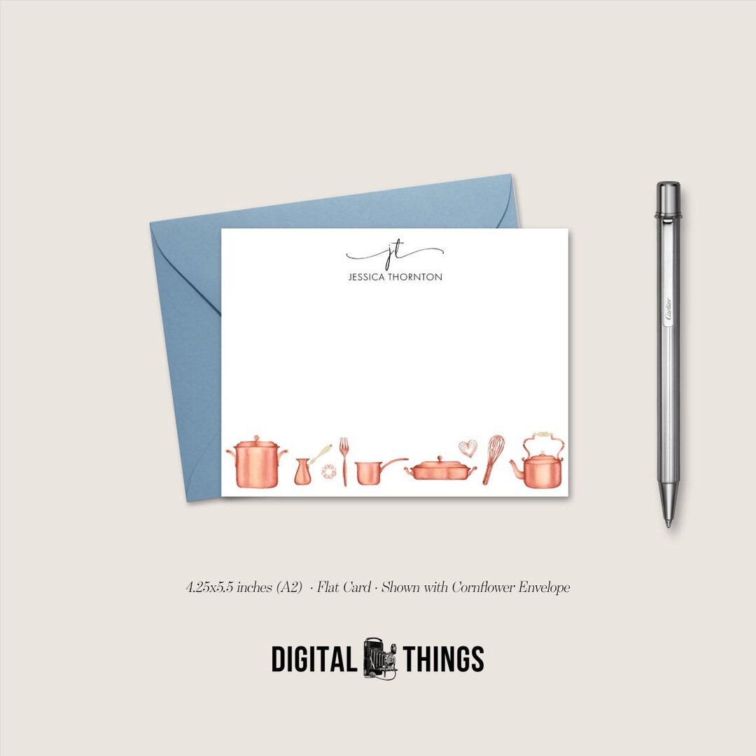 Personalized Stationery Cards, Custom Flat Note Card, Cooking ...