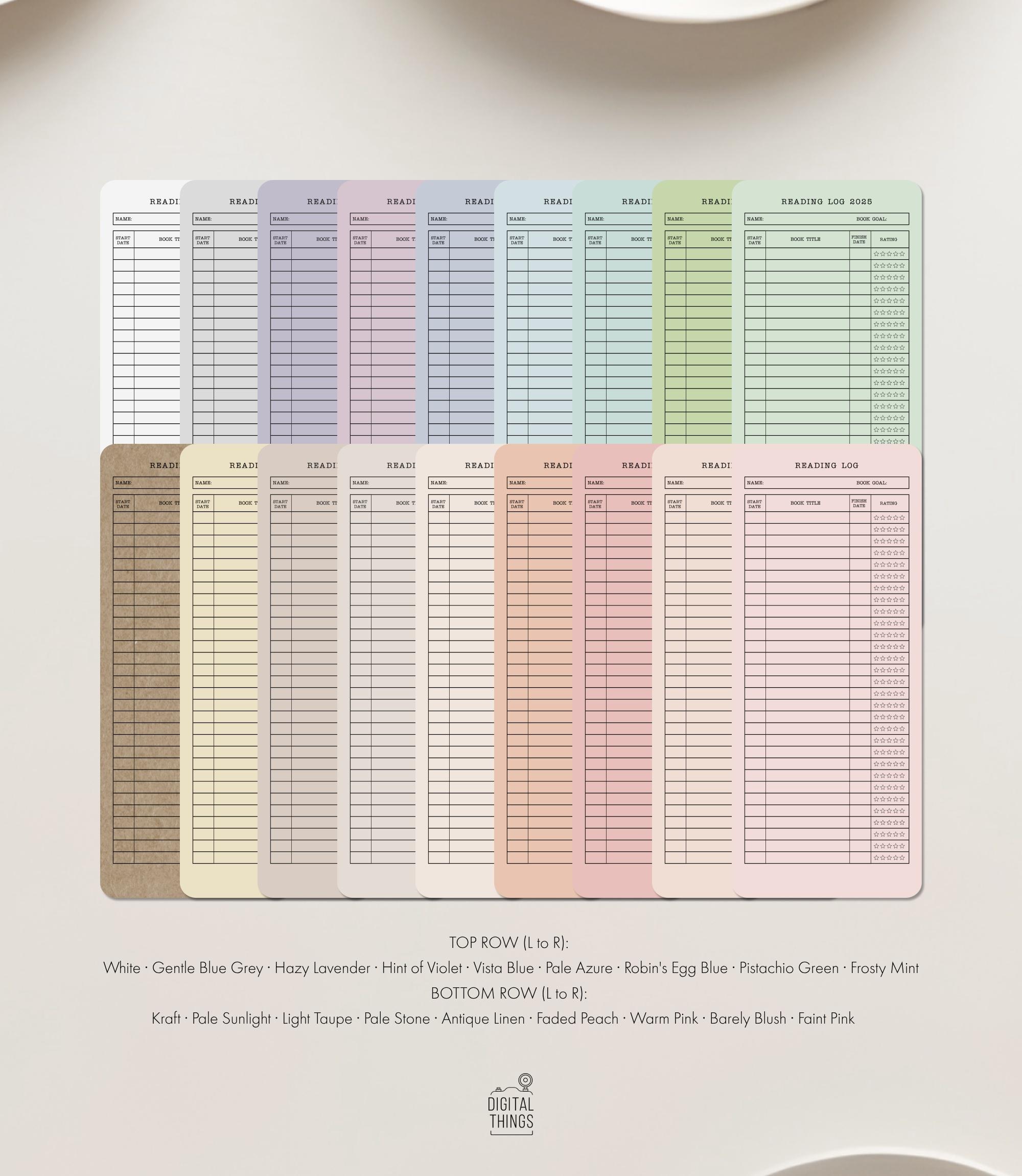 Personalized Reading List Bookmark Set of 10, Book Goal List Custom ...