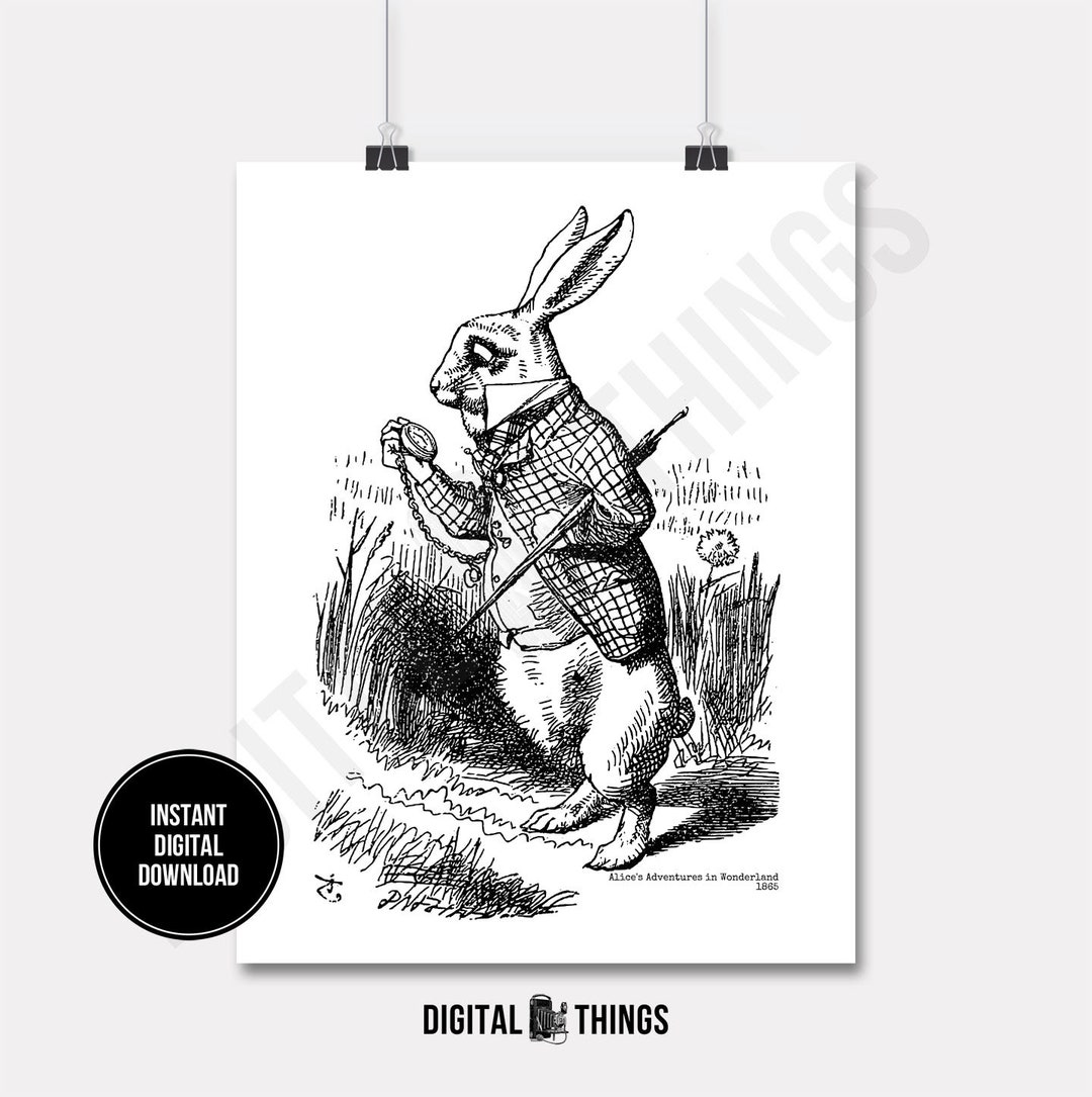 Alice in Wonderland White Rabbit Im Late Lewis Carroll Printable Print ...