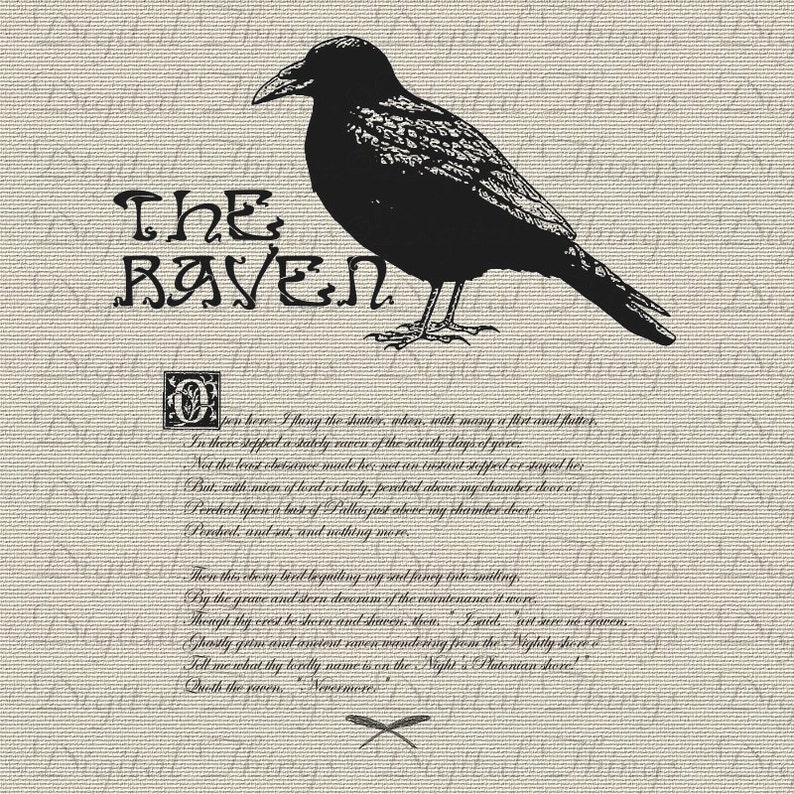 Edgar Allan Poe's the Raven Print: Halloween Poem Wall Decor (digital ...