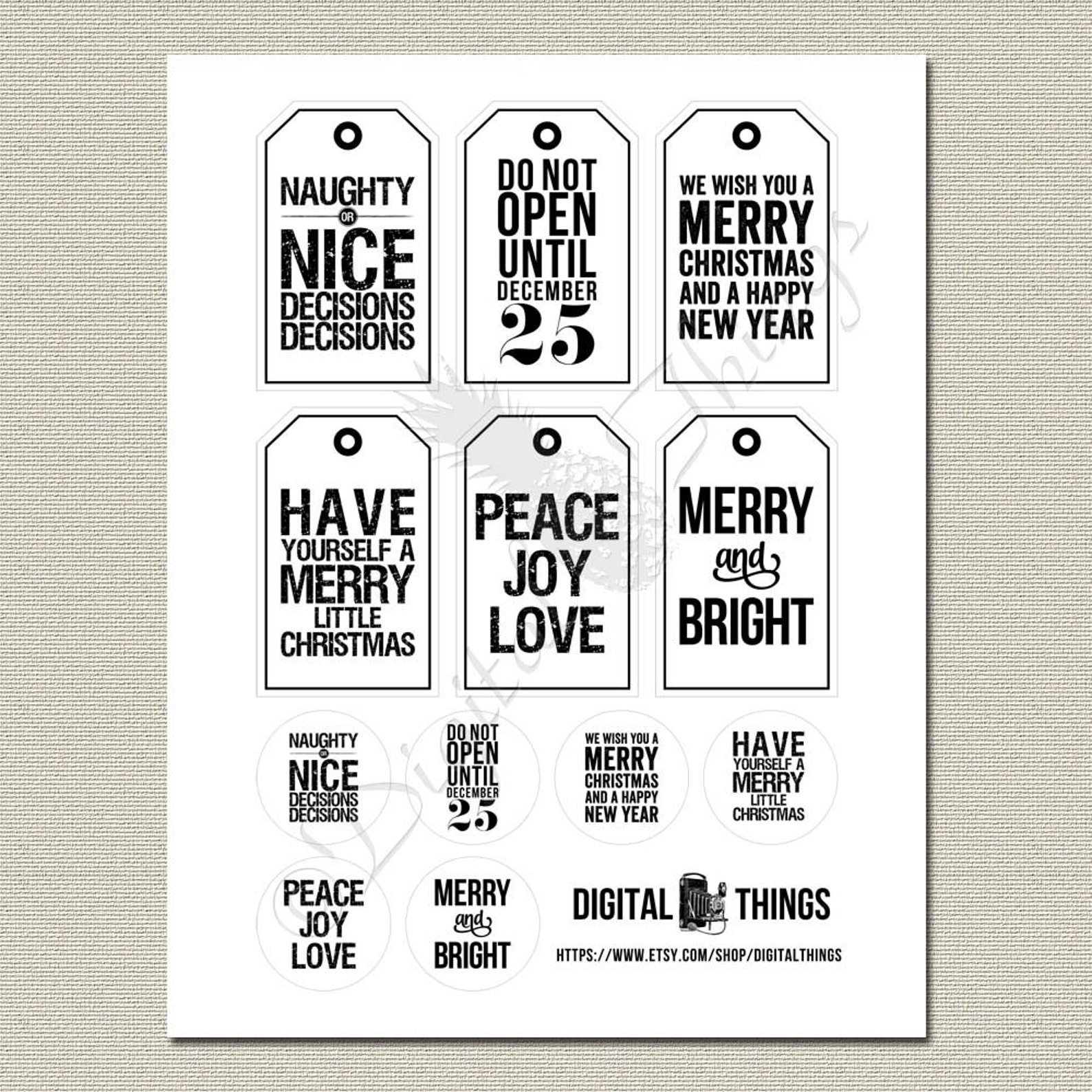 Digital Christmas Tags Printable Christmas Gift Tags Modern - Etsy