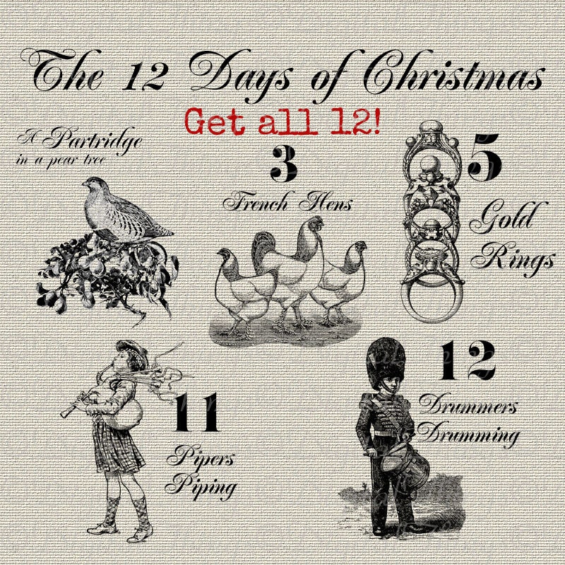12 Twelve Days of Christmas Holiday Printable Files Set | Etsy