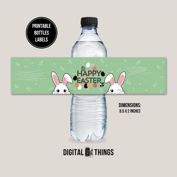 Printable Happy Easter Water Bottle Label Wrap. Bottle | Etsy