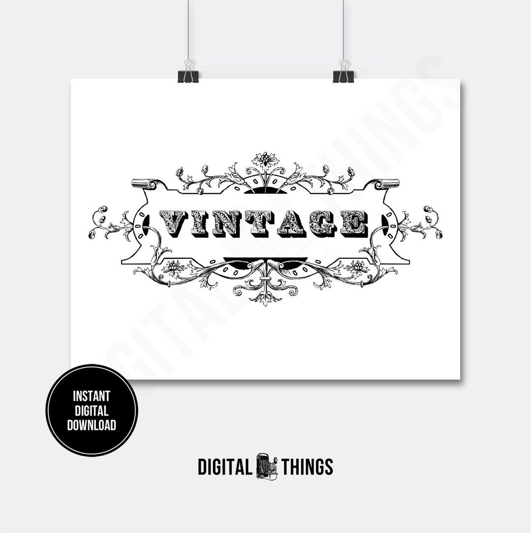 Word VINTAGE Typography Word Art Printable Digital Download for Iron on ...