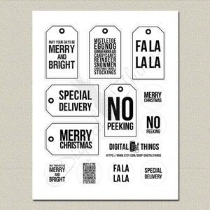 Digital Christmas Tags Printable Christmas Gift Tags Modern Black and ...