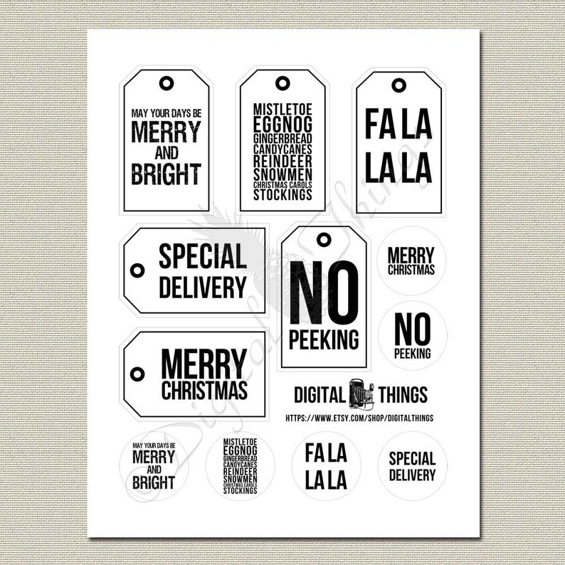 Digital Christmas Tags Printable Christmas Gift Tags Modern - Etsy