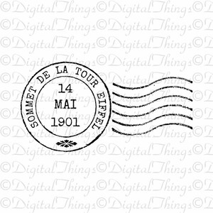 Eiffel Tower Paris French Postmark French Stamp French Decor Printable ...