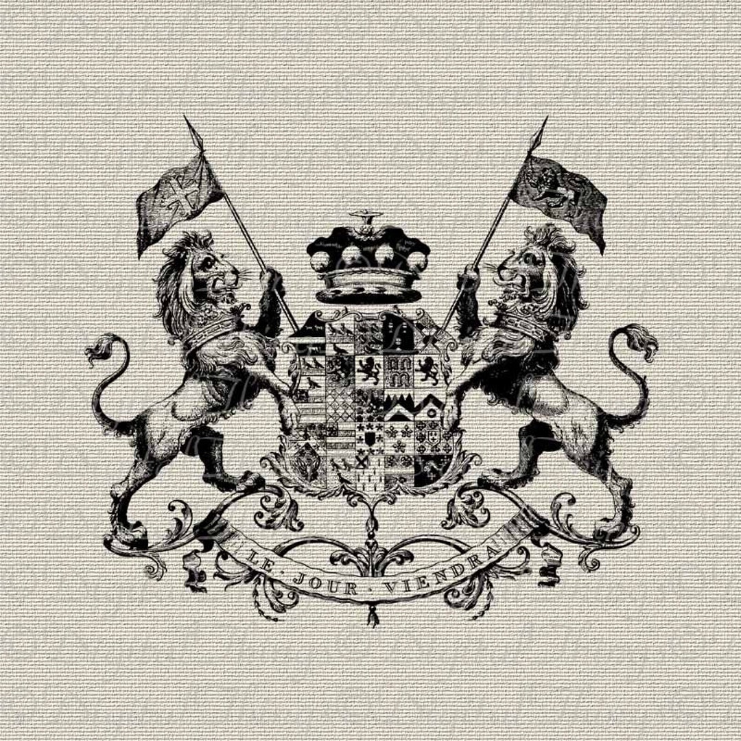 French Crest Emblem Crown Lions French Decor Wall Decor Art - Etsy