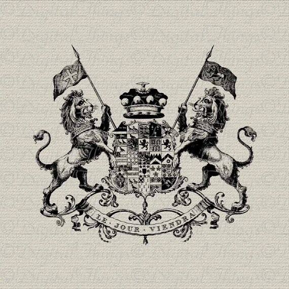 French Crest Emblem Crown Lions French Decor Wall Decor Art - Etsy