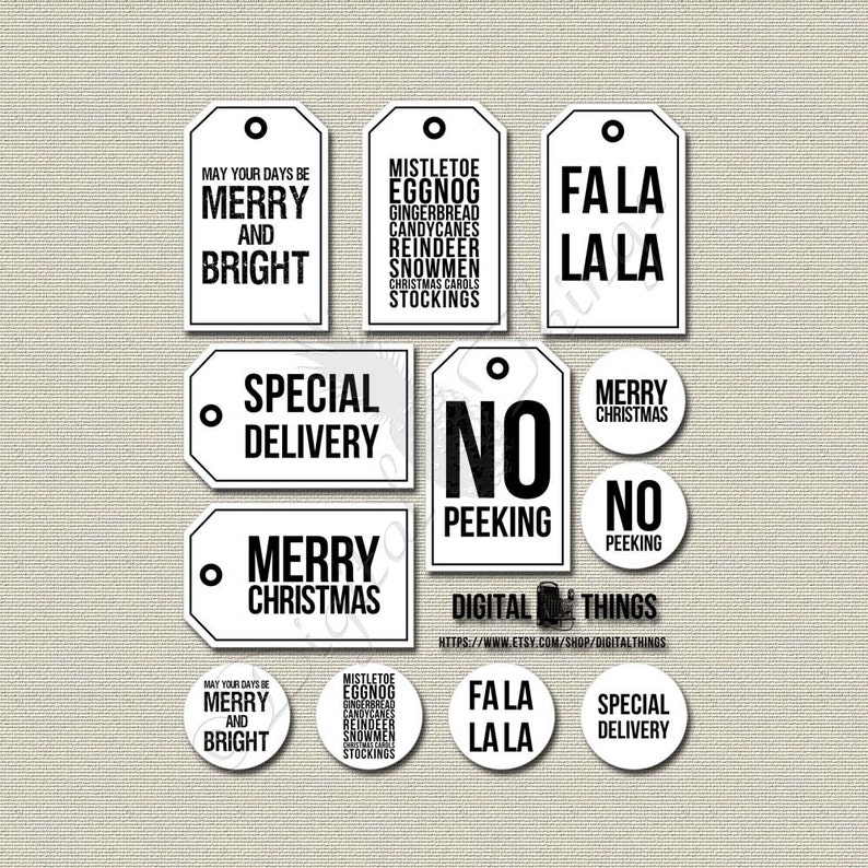 Digital Christmas Tags Printable Christmas Gift Tags Modern - Etsy