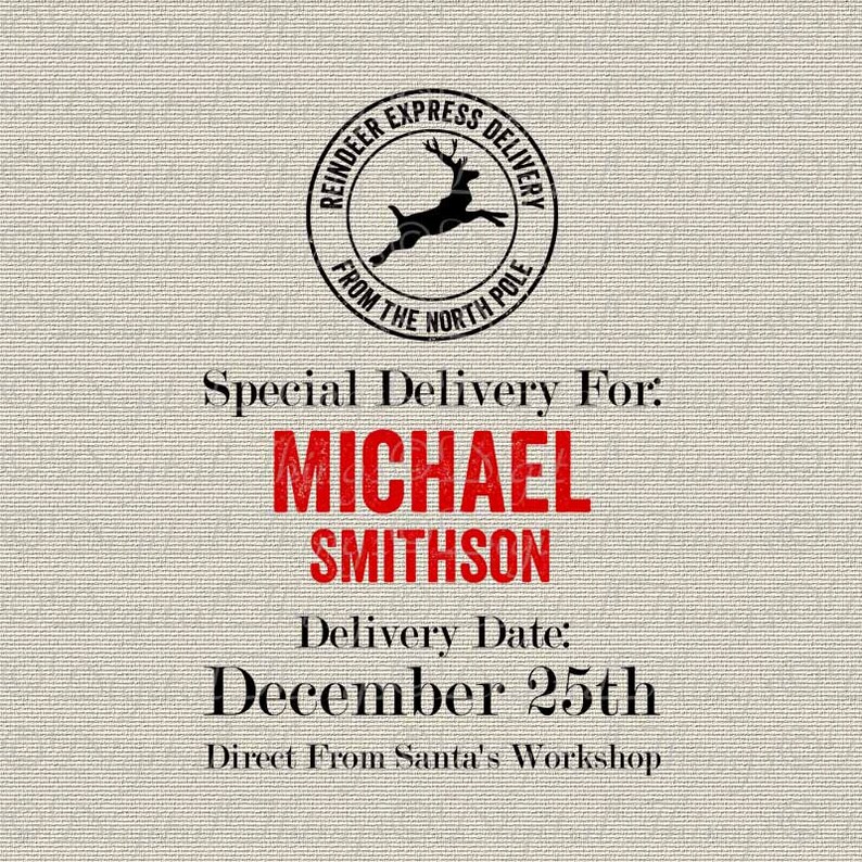 Personalized Christmas Santa Delivery Holiday Decor Printable | Etsy