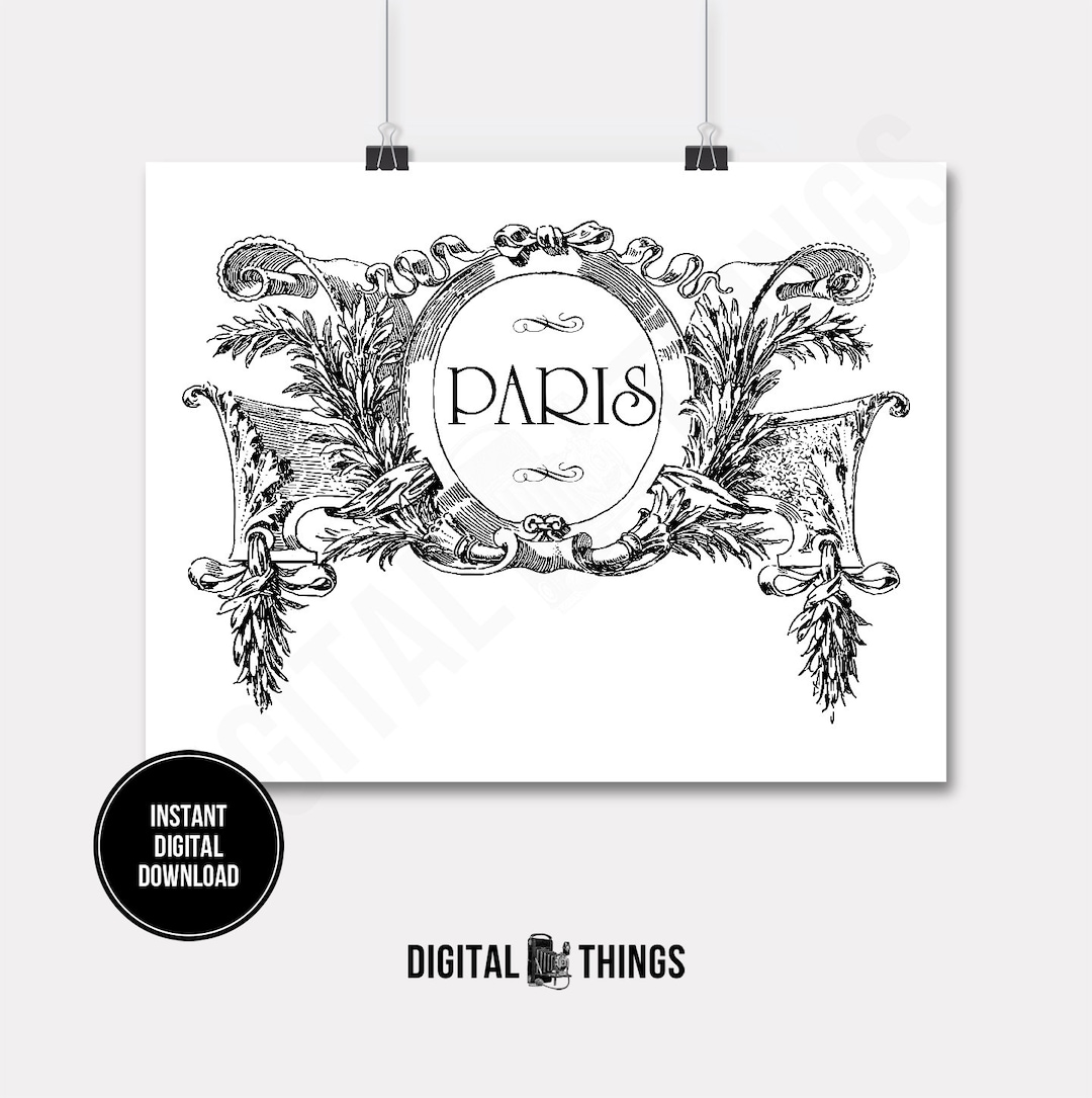 Vintage French Paris Sign Floral French Decor Wall Decor Art Printable ...