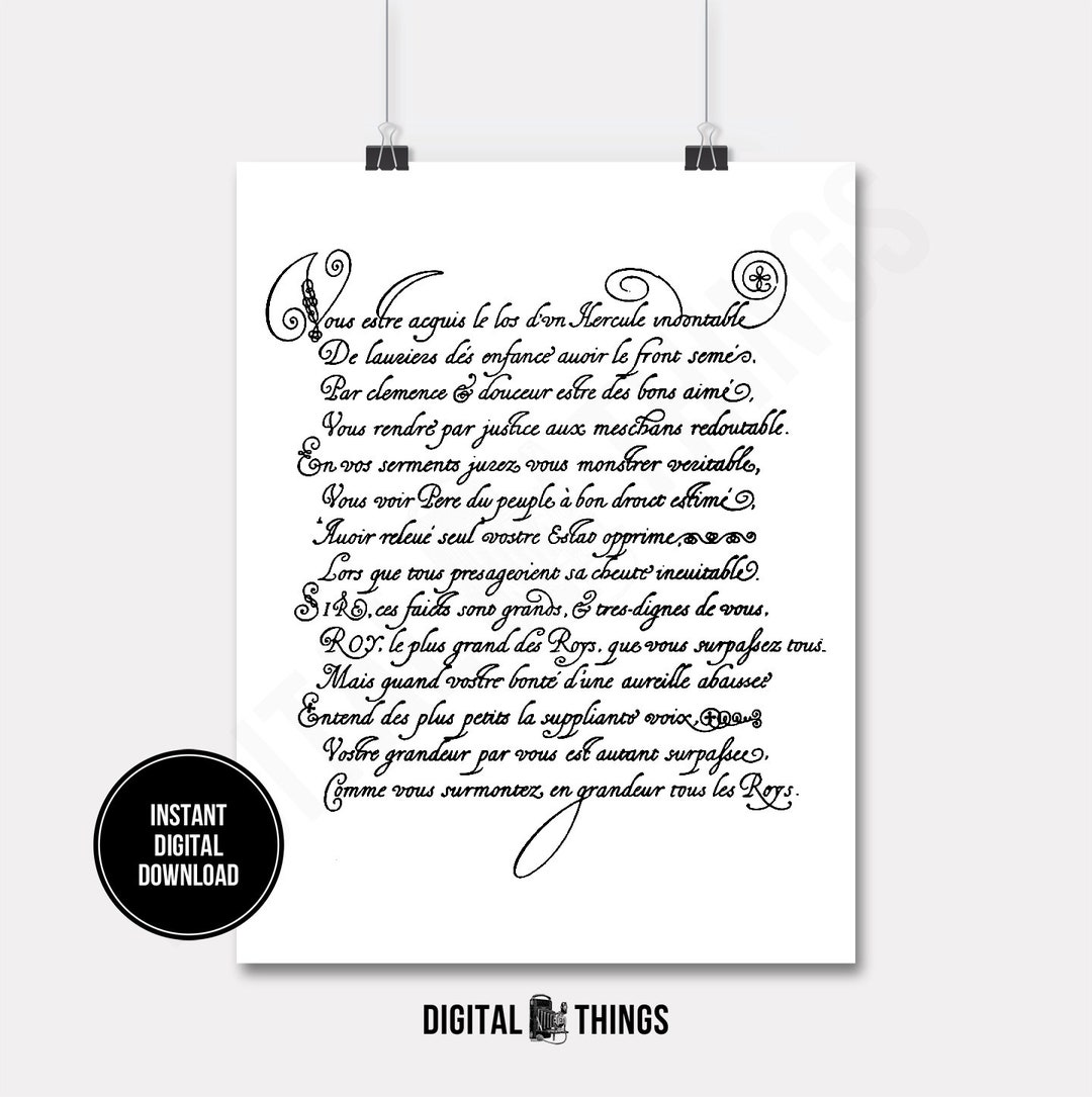 Vintage French Script French Calligraphy French Decor Printable Digital ...