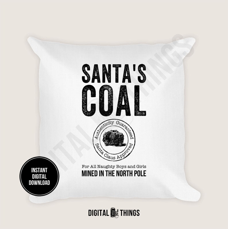 Santa Claus Christmas Coal Holiday Decor Printable Print - Etsy