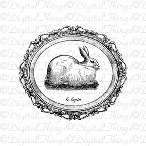 Easter Bunny French Rabbit Hare Le Lapin French Script Printable ...