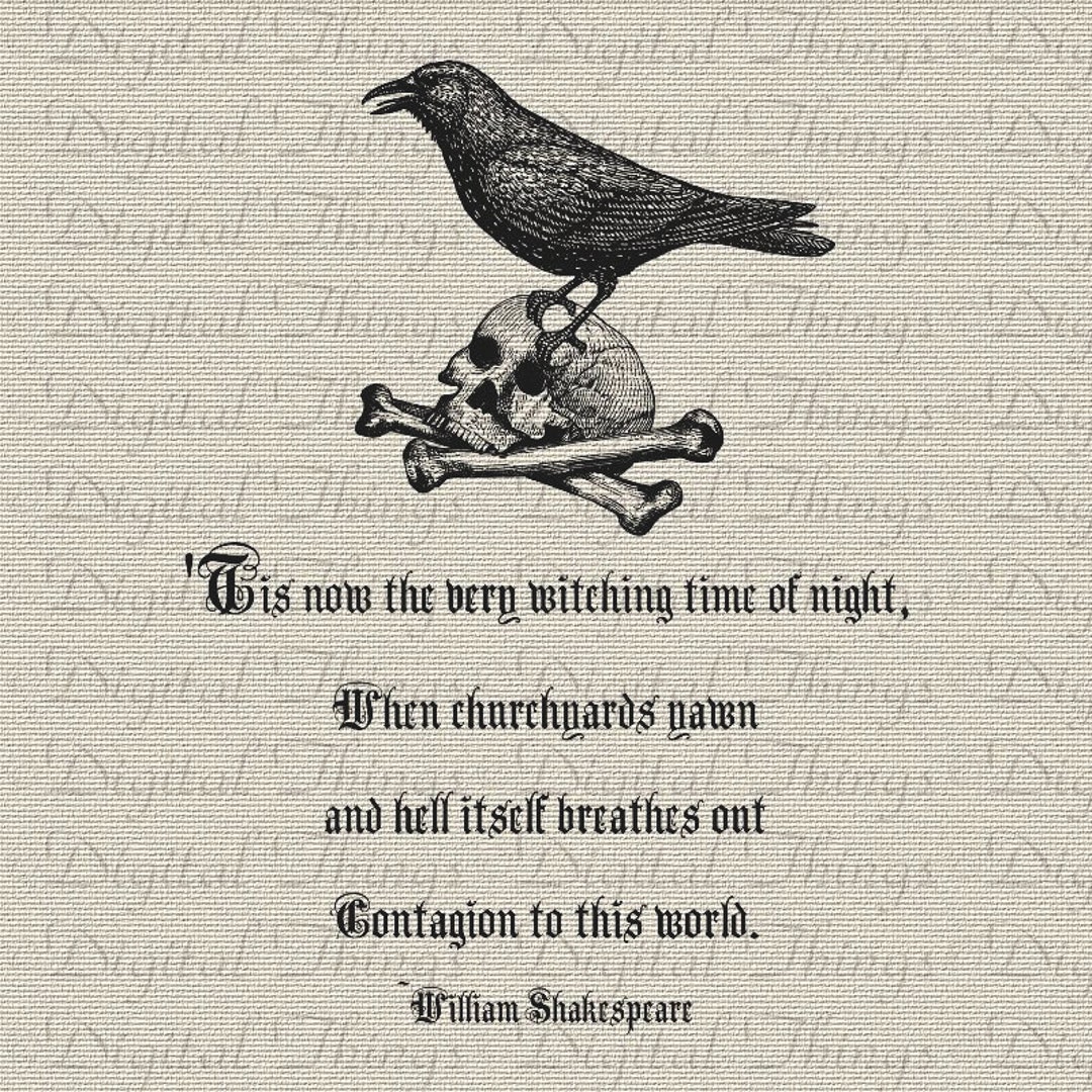 Halloween Skull Raven William Shakespeare Quote Wall Decor - Etsy