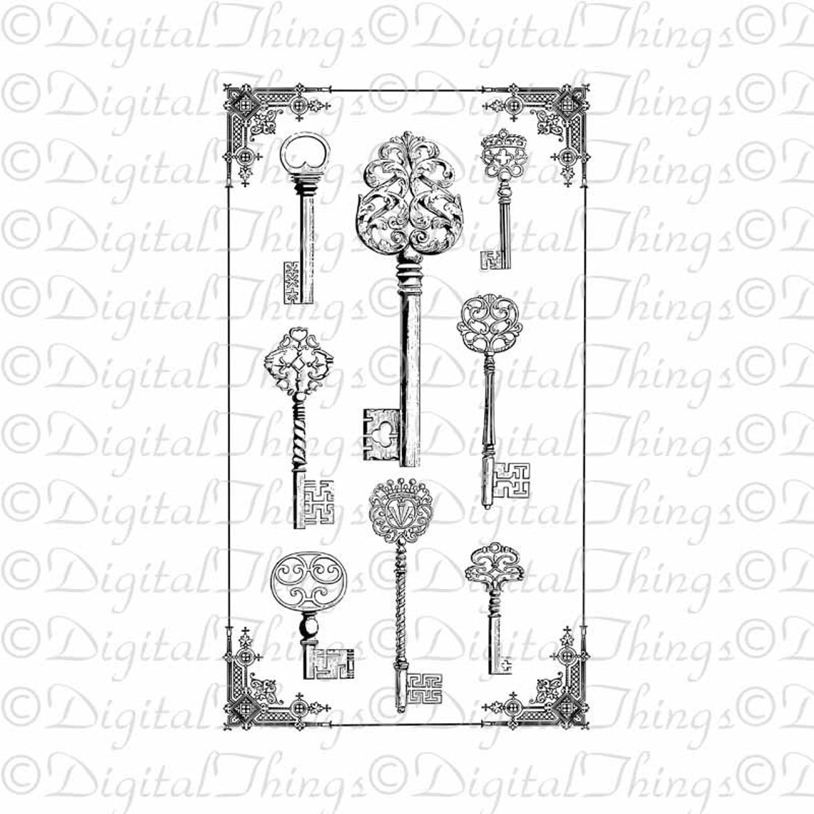 Antique Keys Vintage Keys Wall Decor Art Printable Digital | Etsy