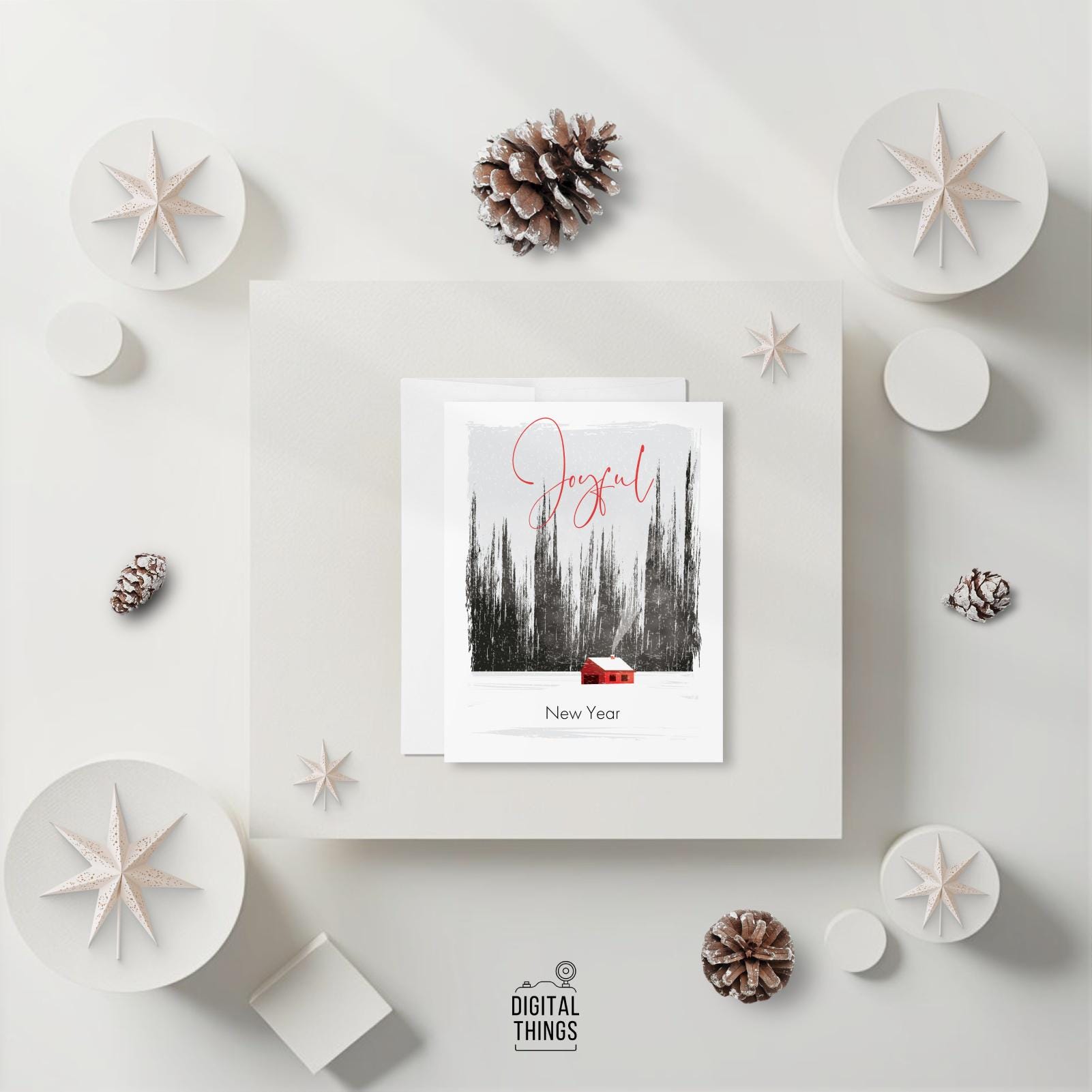 New Years Card Set. Christmas Card Set Joyful New Year Cards. New Year ...