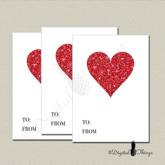 Printable Glitter Heart Valentines Day Cards Kids Valentines | Etsy