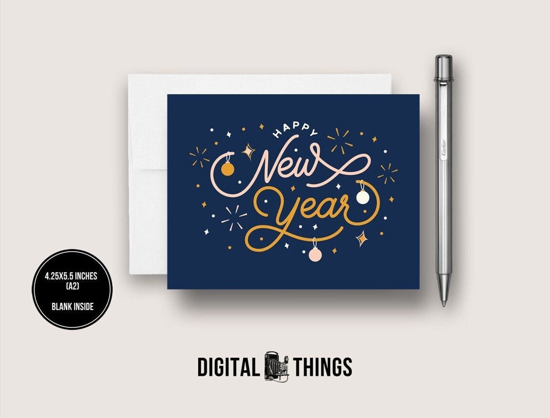 Happy New Year Card Set. Simple Modern New Year Card. - Etsy