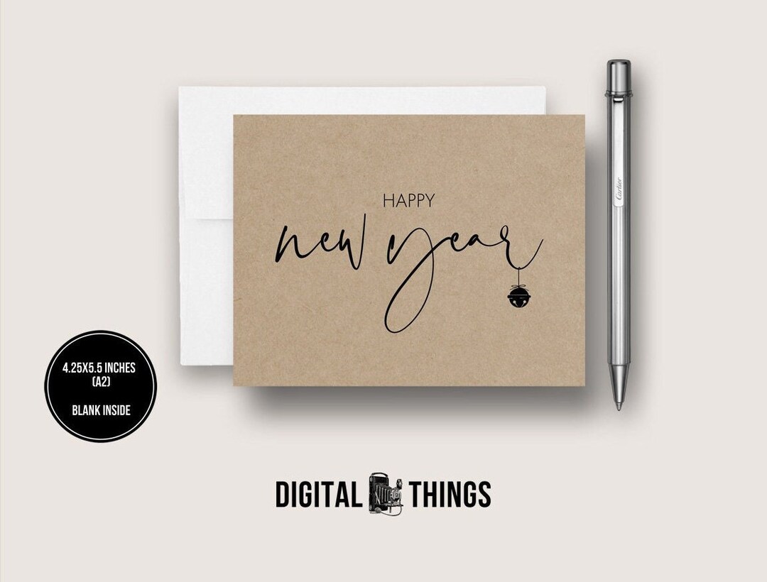 Minimalist Rustic Happy New Year Card Set. Kraft Colored - Etsy